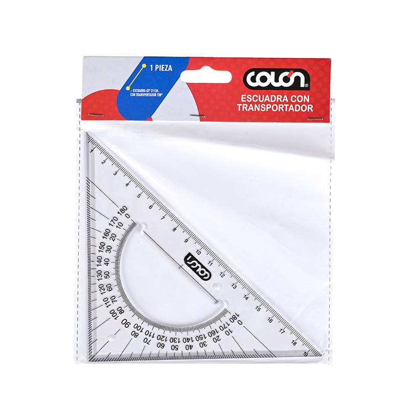 Escuadra con Transportador 21 cms - Colón - BUALE