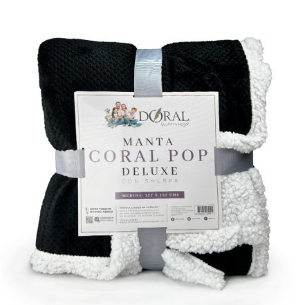Manta Coral Pop Sherpa / Negro - Doral | BUALE
